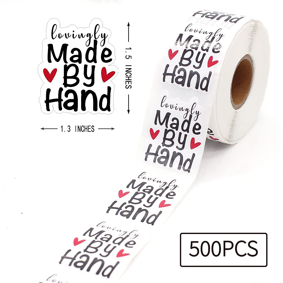 Littlefa 1.5” Lovingly Made by Hand Stickers,Thank You Stickers,Bakeries Stickers,Handmade Stickers,Small Business Stickers, Envelopes Stickers, Gift Bags Packaging 500 PCS