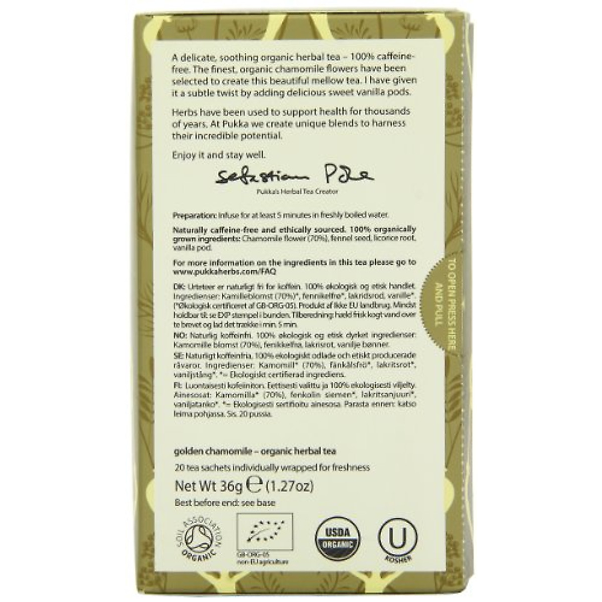 Pukka Herbal Teas -Chamomile, Vanilla & Manuka Honey 20 Bags