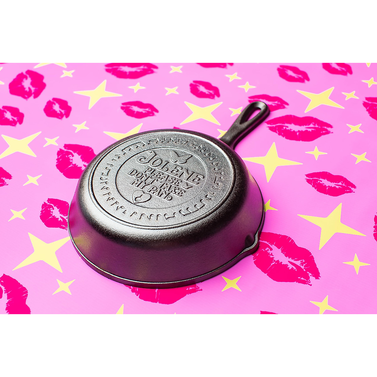 Lodge 8 Inch Dolly Parton Pre-Seasoned Cast Iron Stamped Skillet - Signature Teardrop Handle - Use in the Oven, on the Stove, on the Grill, or Over a Campfire - Jolene