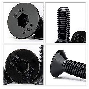 FullerKreg M8-1.25 x 35mm DIN 7991 Hex Drive Class 10.9 Black Oxide Finish Alloy Steel Flat Socket Cap Screw (Pkg of 15)