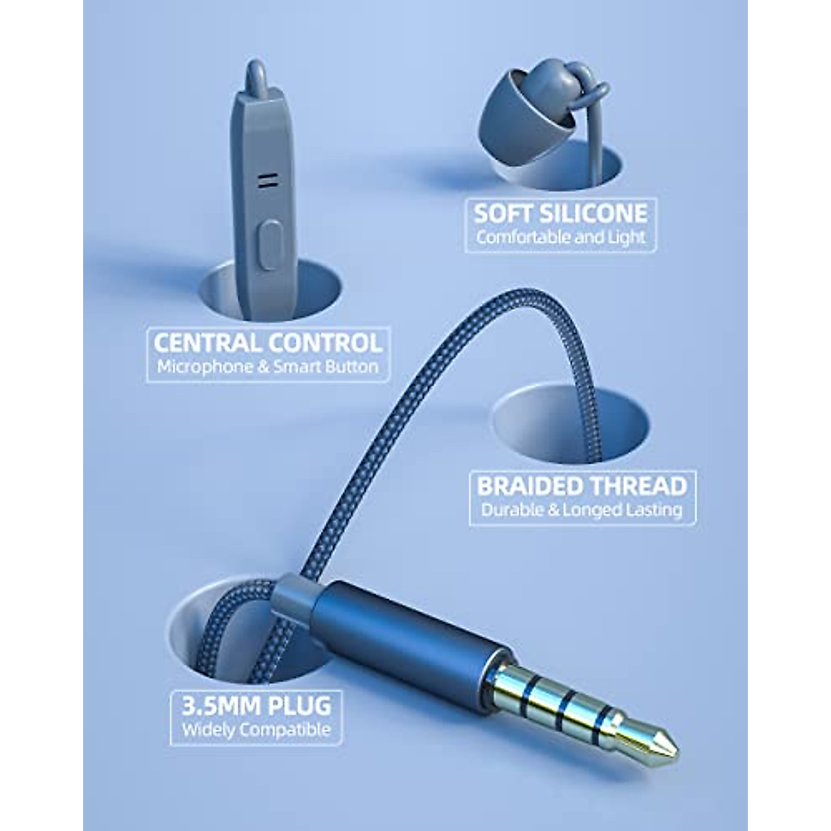 Noise Reduction Ear Plugs, Sleeping Headphones for Side Sleepers, Ear Plugs for Sleeping Noise Cancelling, Super Soft Sleep Earbuds Wired with Microphone, Great for Insomnia, Snoring, Air Travel