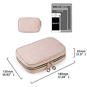 BAGSMART Travel Jewelry Organizer Case Small Jewelry Roll for Journey-Rings, Necklaces, Earrings, Bracelets, Soft Pink