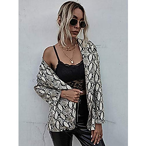 Floerns Women's Long Sleeve Open Front Snakeskin Print Blazer Outerwear Multicolor-4 XL