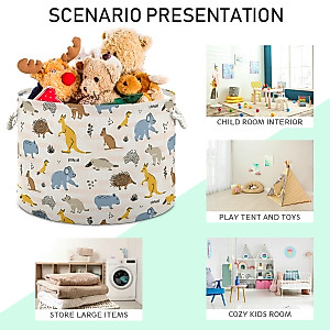 Australia-wild-animals-seamless-pattern Large Storage Basket for Toys Storage Bin Box Kids Laundry Hamper for Nursery Clothes, Toys, Books, Home Decor