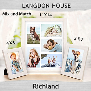 Langdon House 11x14 Collage Picture Frames w/Mat for 5-4x6 Photos (Almond White, 6 Pack) Woodgrain Style, Wall Mount Only, Richland Collection