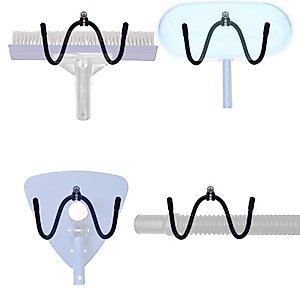 YYST Pool Tool Organizer And Holder Pool Cleaning Accessory Organizer and Holder Rack - Store Poles, Brushes, Nets, Vacuum Heads,Leaf Rakes, Skimmers, Vacuum Hoses and Other Cleaning Attachments (4)
