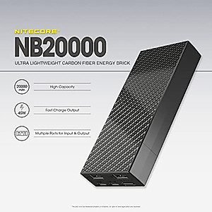 Nitecore NB20000 Power Bank, 20000mAh 45W Fast Charging QC PD Compatible with iPhone, Samsung Galaxy and Tablets with Lumentac USB Charging Cable