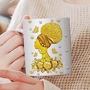 White Ceramic Coffee Mug Photo Mugs Personalized Picture Custom Name Birthday Gifts For Black Women Friends Girls Jewelry Style Novelty Tea Cup Table Desk Accessories 11 And 15 Oz