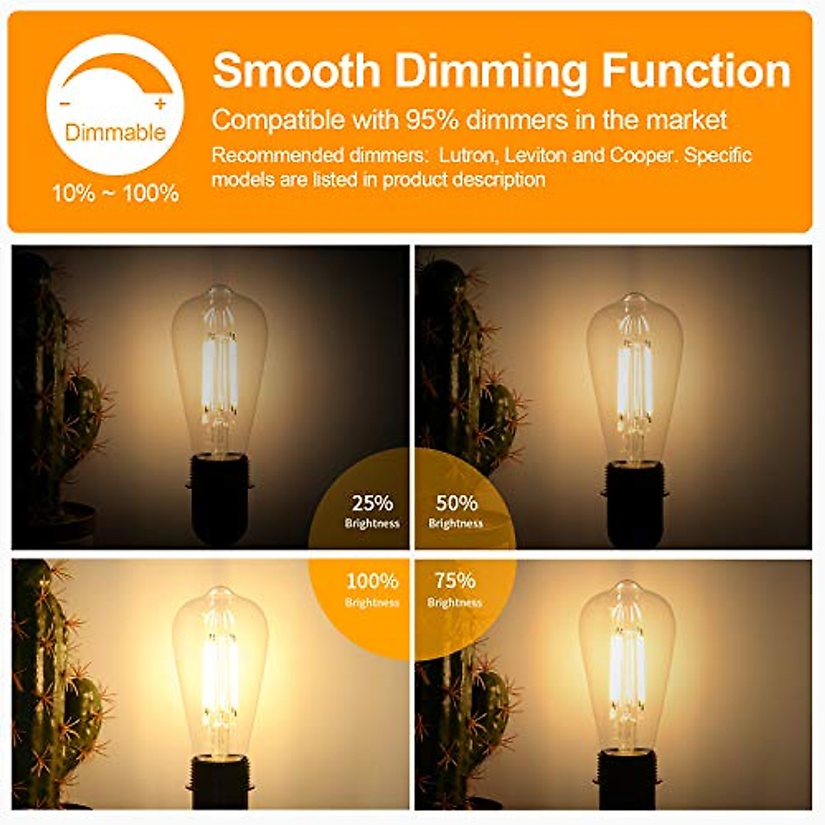 12Packs Vintage LED Edison Bulbs, 60W Equivalent 7W, 800Lumens, Dimmable ST64 Antique LED Filament, Soft Warm White 2700K, E26 Medium Base Light Bulbs High Brightness Clear Glass for Bedroom Office