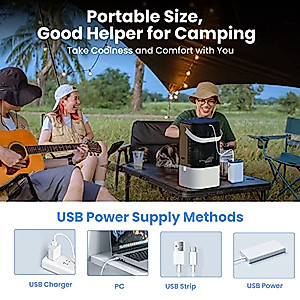 Portable Air Conditioners Fan - Mini AC & Air Cooler Fan with 2 Cool Mist & 3 Speeds, 7 Night Light & Timer - Personal Table Air Conditioners Fan with Humidifier for Office, RV, Camping, Dorm Room