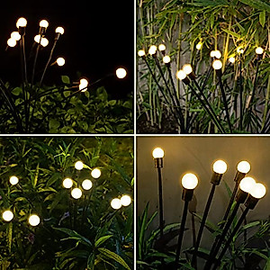 RGJGTGSW Solar Garden Lights,10Led Solar Powered Firefly Lights Outdoor,Waterproof Swaying Solar Yard Lights,Solar Starburst Lights for Pathway,Landscape,Patio,Yard Decor(2 Pack)