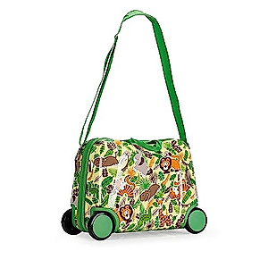 GinzaTravel Cute Children's Luggage Sit and Ride Trolley Case 17-inch Universal Wheel Travel Case for Boys and Girls (Green color)