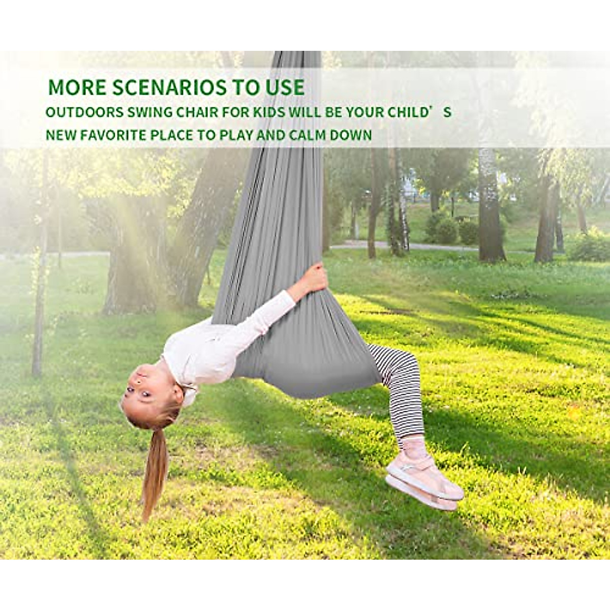 Therapy Sensory Swing for Kids and Adult (Hardware Included) Adjustable Cuddle Bedroom Hammock Has Calming Effect On Child with Special Needs(Gray Size:59"x110")