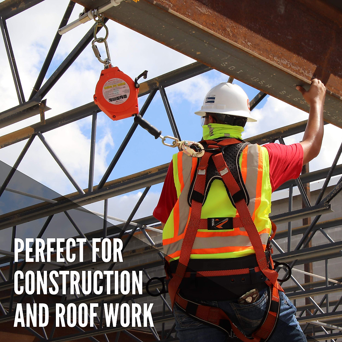 Malta Dynamics Warthog Comfort MAXX Construction Harness with Removable Belt, Side D-Rings and Additional Thick Padding, OSHA/ANSI Compliant, Large-XLarge