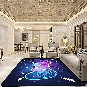 Large Game Area Rugs 3D Gamer Carpet Decor Printed Gamepad Living Room Mat Bedroom Controller Player Boys Gifts Home Non-Slip Crystal Floor Polyester Mat (Game Rugs-39x70inches)