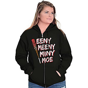 Brisco Brands Eeny Meeny Miny Moe Bloody Bat Zip Up Hoodie Mens Womens Black