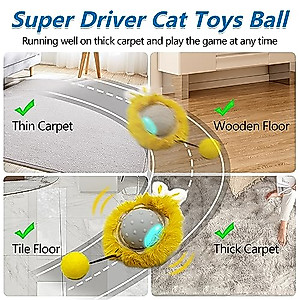 Sofolor Motion Activate Interactive Cat Toys - Automatic Moving Ball Toys for Indoor Cats, Self Rotating Ball with Lights, Electric Cat Mice Toys, USB Rechargeable,Auto On/Off