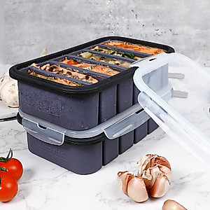 Webake 1/2 Cup Silicone Freezer Tray with Lids, 2 Pack Easy Release Soup Freezer Molds Food Storage Container, Perfect for Meal Prep, Fruits, Soup, Food Storage, Broth, Leftovers