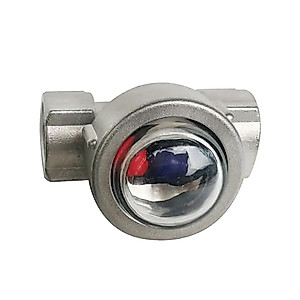 1/2" 3/4" 1" BSPT Female 304 Stainless Steel Window Sight Glass Float Ball Flow Indicator Water Oil(Type-B,1")