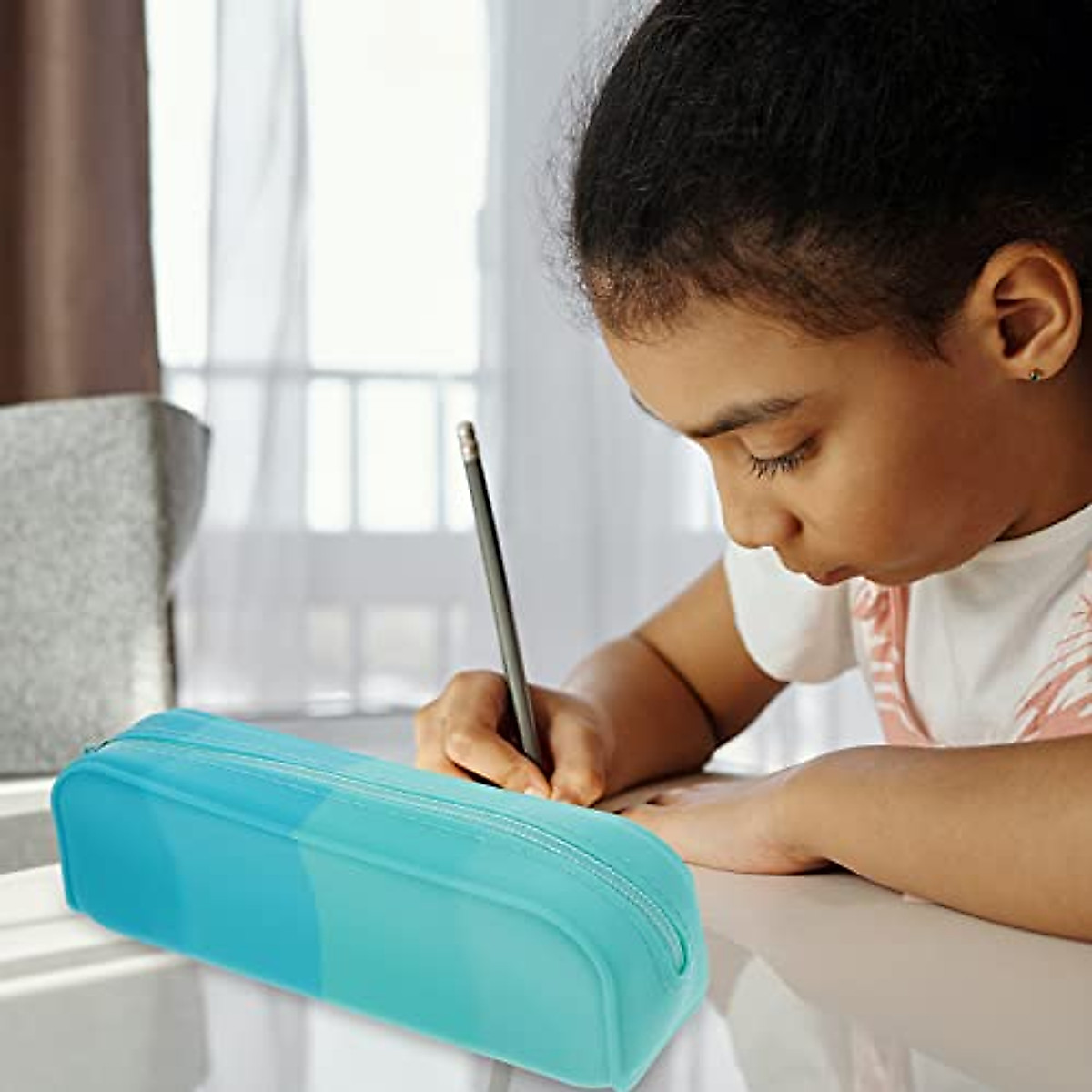 Silicone Pencil Case Pouch Bag Candy Color Pencil Case Cute Pen Case Silicone Pencil Case Small Cute Aesthetic Zipper Pencil Pouch for Travel Cosmetics Makeup Green