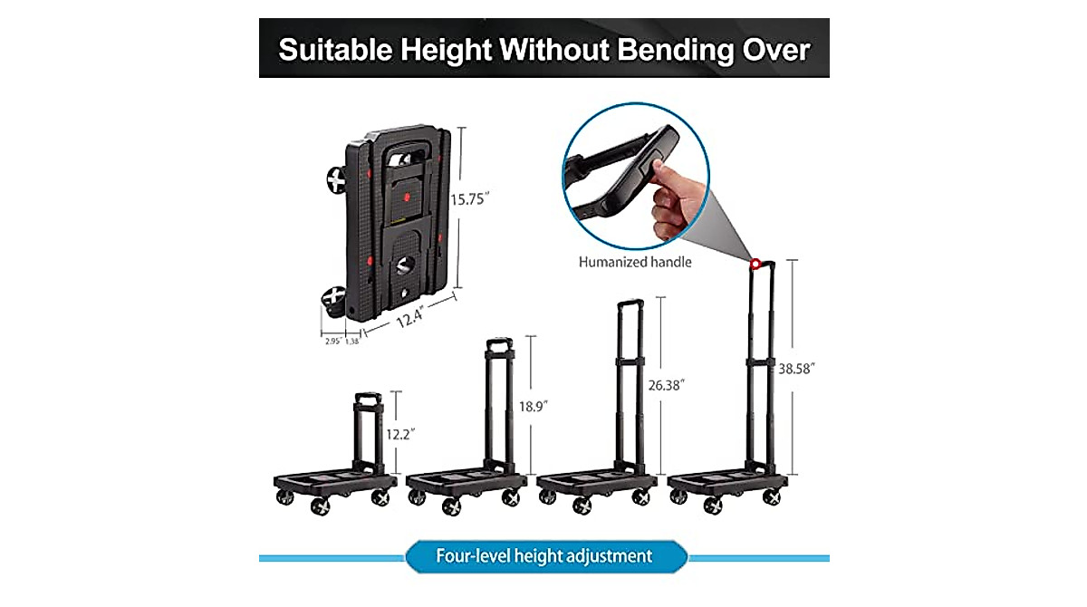 GtIiFmTe Folding Hand Truck - Lightweight, Foldable Utility Cart