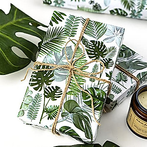 LaRibbons Monstera Leaf Wrapping Paper Roll - Perfect for Birthdays, Wedding, Baby Showers, Mother's Day - 30 inch x 33 feet