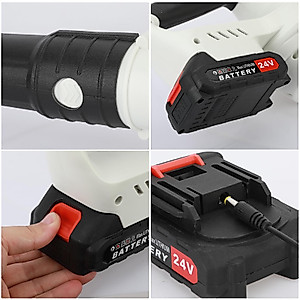 24V Cordless Leaf Blower with 2 X 1.5 Ah Battery & Charger, 150MPH Electric Handheld Leaf Blower for Lawn Care, Leaves & Snow Blowing (Orange)