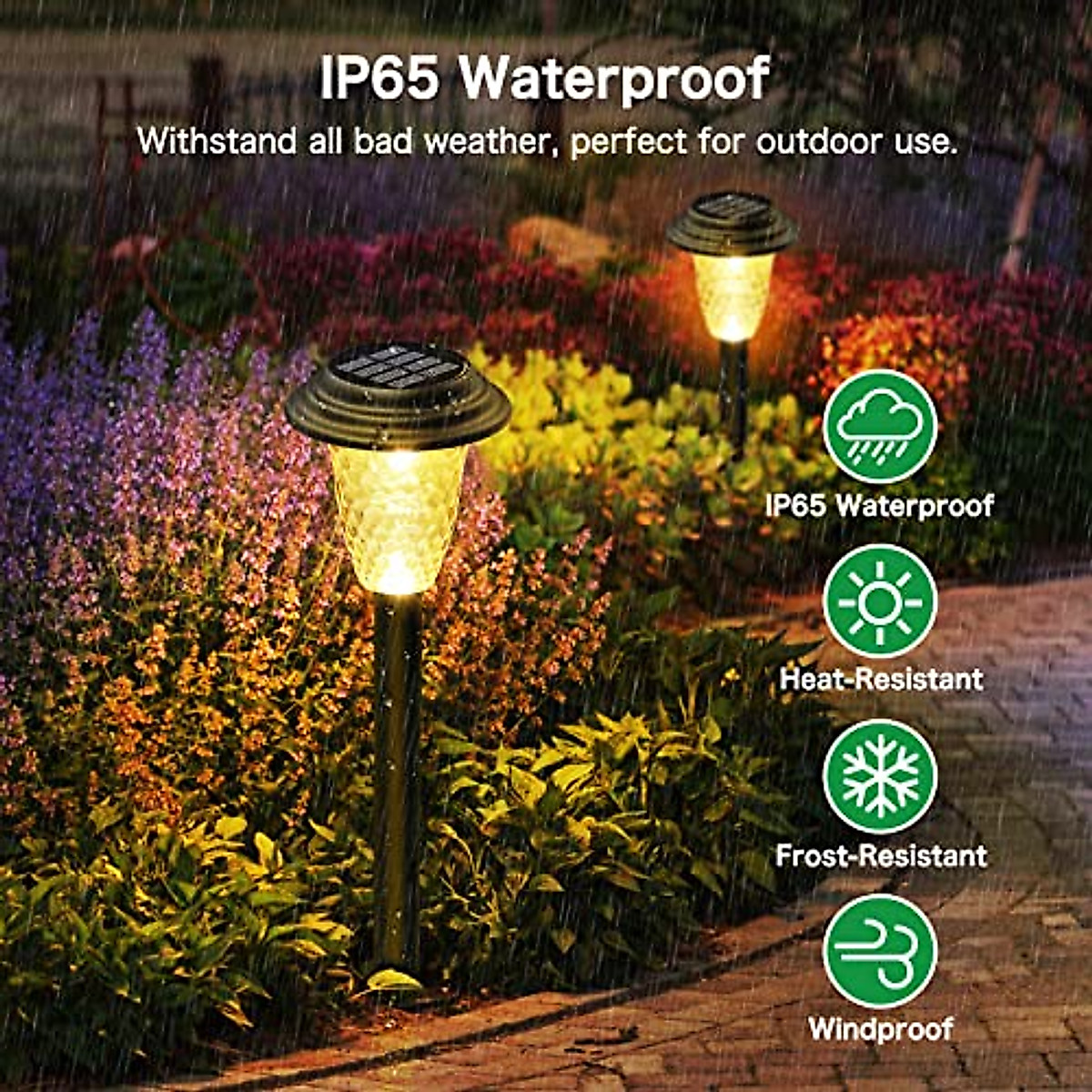 ENSLI Solar Pathway Lights, 8 Pack Bright Color Changing/Warm White Solar Lights Outdoor Waterproof Solar Garden Lights, Outdoor Lights Solar Powered Landscape Path Lights for Yard, Walkway, Lawn