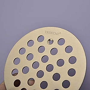 TRUSTMI 4 1/4-inch Screw-in Style Shower Drain Grate Replacement Cover with Screws,Brushed Gold