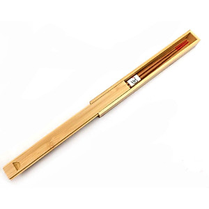 JapanBargain 2214, Bamboo Portable Chopsticks with Case Reusable Travel Chopsticks Japanese Style Chopsticks, Red Tips