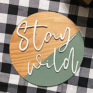 Lavender Inspired Stay Wild Wood Sign for Nursery, Boho Design 3D Laser Cut Wall Art Decor, Nursery Signs Decor, Kids Room Decor, Nursery Decor for Baby Boys and Girls,-Baby Room Sign, 12 Inch