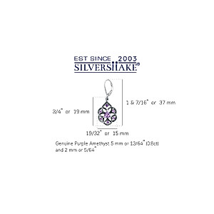 Silvershake Natural Amethyst 925 Sterling Silver Filigree Dangle Drop Leverback Earrings