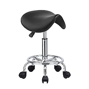 LA FEIER Saddle Stool Rolling Chair for Lab Clinic Dentist Medical Massage Salon Facial Spa Tattoo Kitchen Drafting, Adjustable Hydraulic Stool with Wheels(Coffee Brown)