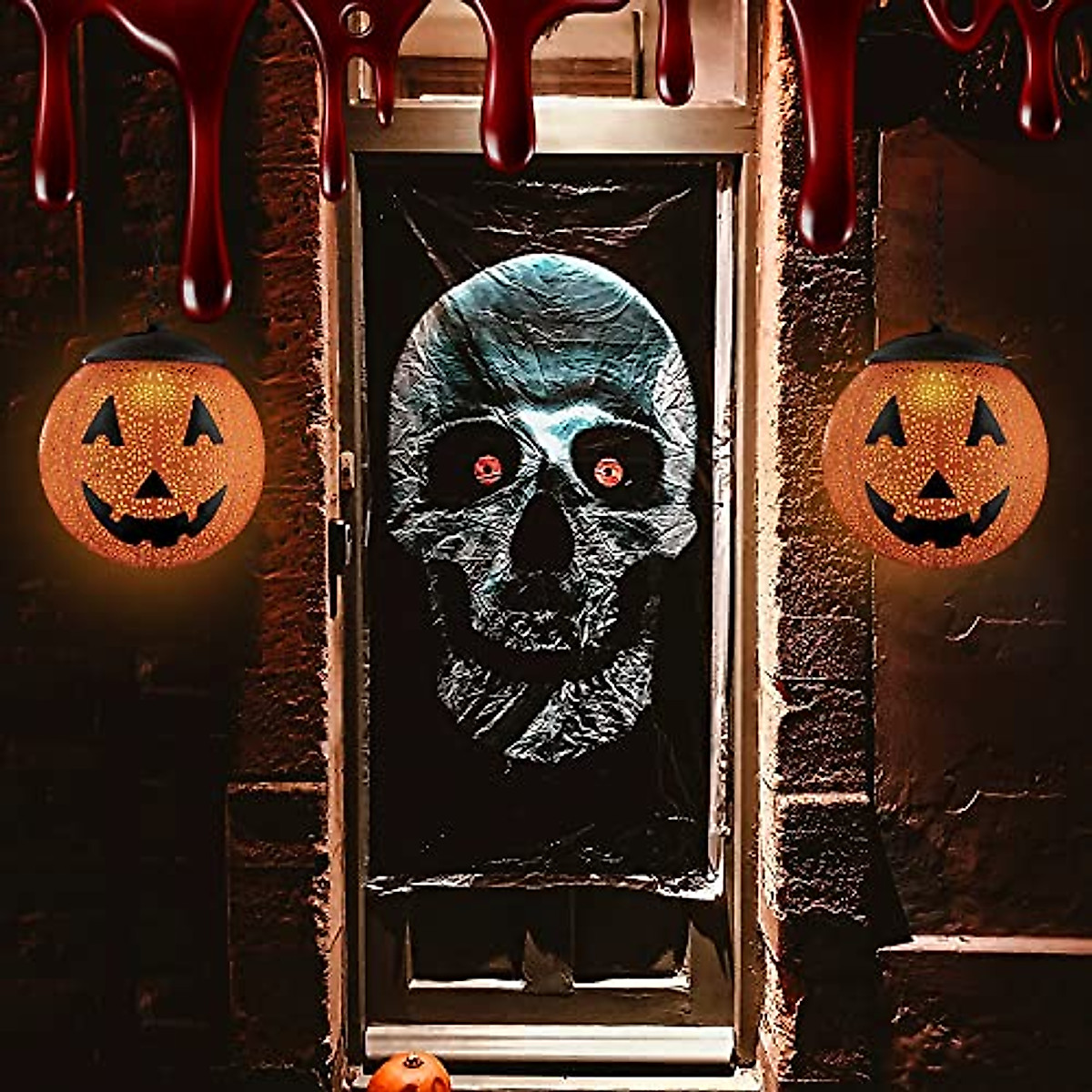 Halloween Pumpkin Hanging Solar Lights - 𝟮𝟬𝟮𝟯 𝗡𝗲𝘄𝗲𝘀𝘁 Halloween Decoration Outdoor, Waterproof Halloween Spooky Hanging Lights for Outdoor, Tree Decor, Garden or Yard, Outside Entryway, Porch
