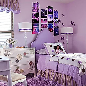 BEISHIDA Room Decor Aesthetic,Charm Purple Pastel Wall Collage Kit Aesthetic Poster Aesthetic Wall Decor for Bedroom Purple Theme Pictures Bedroom Decor for Teen Girls Aesthetic Collage Kit 50pcs