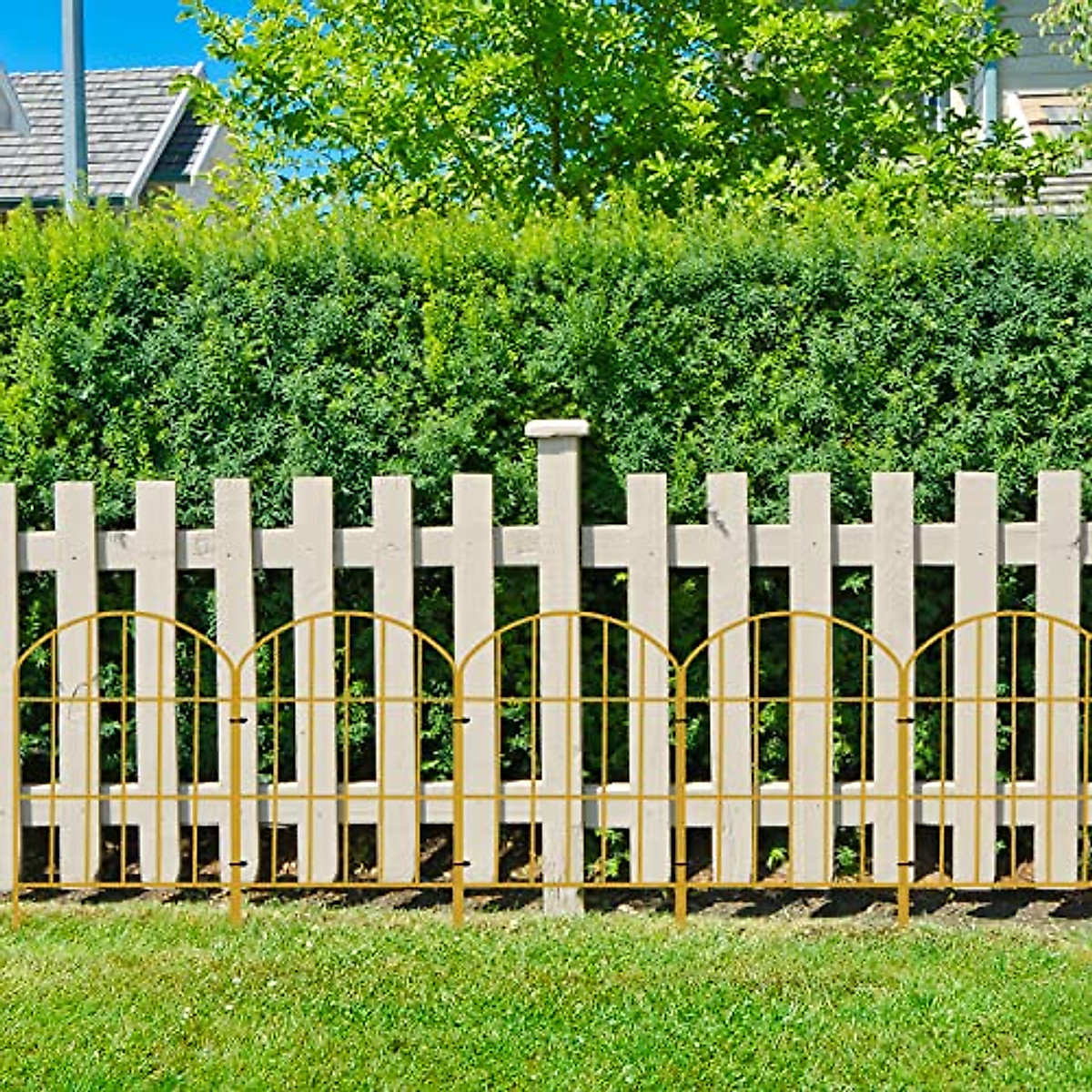 Decorative Garden Fence Panel Border 10 Pack,Garden Fencing for Yard Outdoor, No Dig Fence for Dogs Metal Small Garden Fence Animal Barrier (10ft)