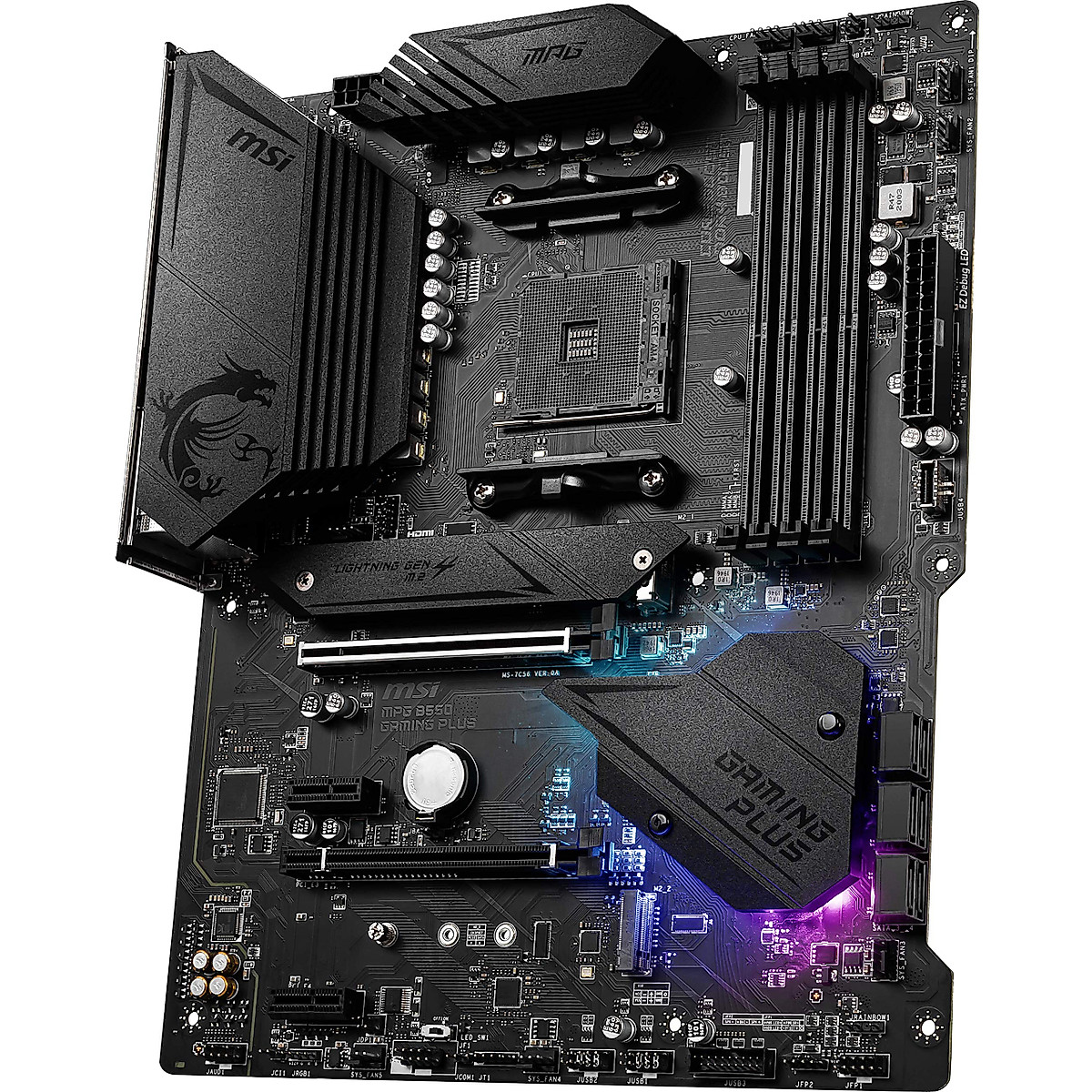 MSI MPG B550 GAMING PLUS Gaming Motherboard (AMD AM4, DDR4, PCIe 4.0, SATA 6Gb/s, M.2, USB 3.2 Gen 2, HDMI/DP, ATX)