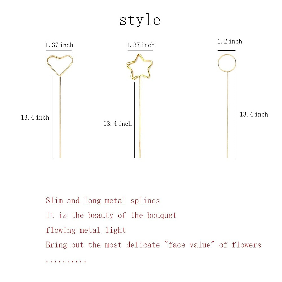 Bairdish 30 Pcs Gold Metal Floral Place Card Holder, 13.4 Inch Hearts Clip Flower Card Holder, Gift Card Tree Bouquet Stands for Diy Cake Vase Photos Wedding Party Birthday Table Number Holders