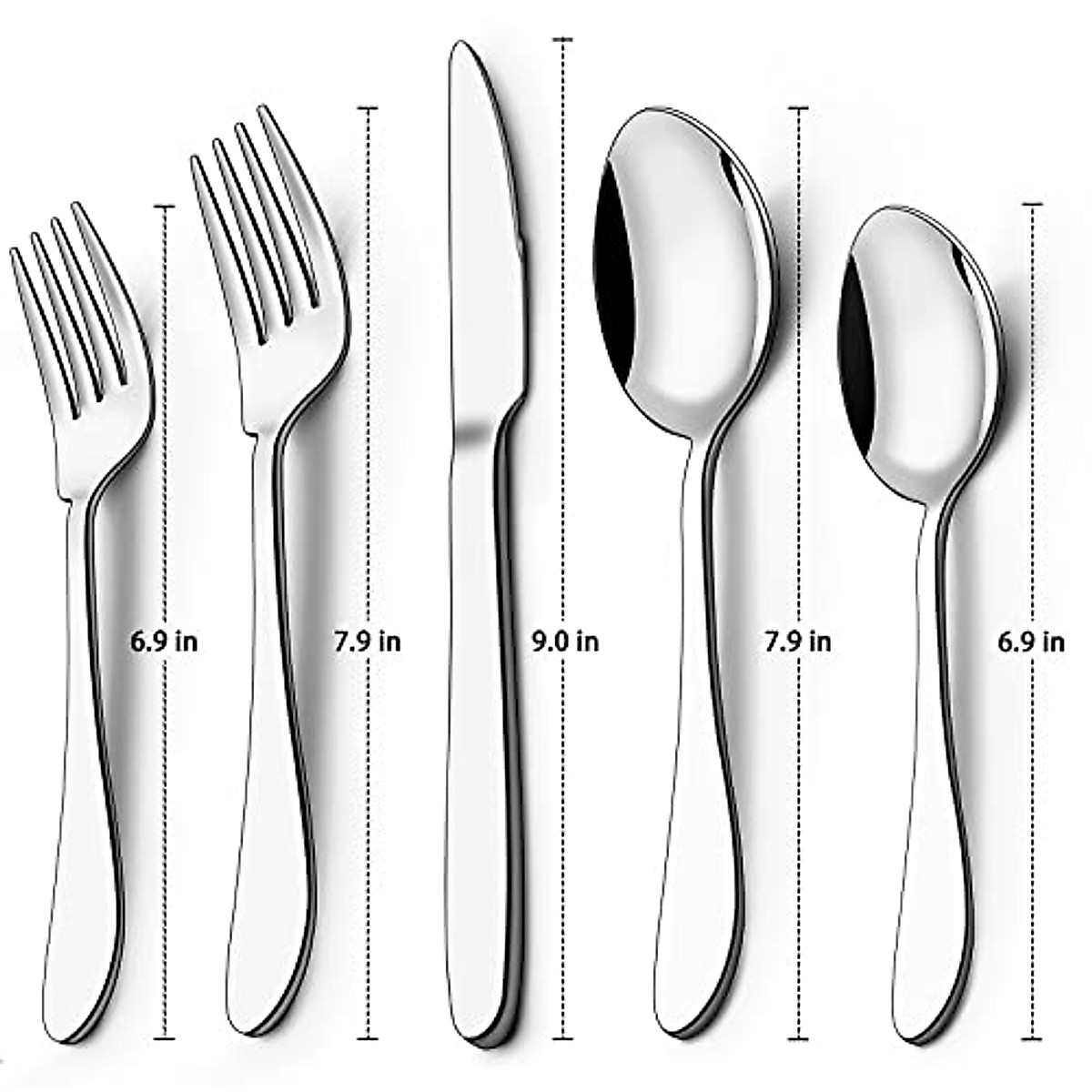 50-Piece Silverware Set, Stainless Steel Flatware Set for 10, Food-Grade Tableware Cutlery Set, Utensil Sets for Home Restaurant, Mirror Finish, Dishwasher Safe