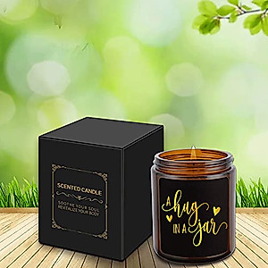 HUTYRT Lavender Scented Candles - Thinking of You Gifts for Women - A Hug in a Jar Candles - I Miss You Gifts,Get Well Gift for Her, Girlfriend, Boyfriend, Friends