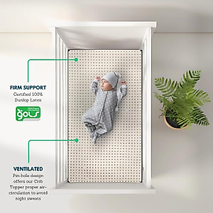 2” Inch Latex Organic Baby Crib and Toddler Bed Mattress Topper with Australian Wool Cover (Mini Sleeper, 18"x31"), GOLS Certified, Hypoallergenic and Breathable, Soft and Cooling, Made in USA