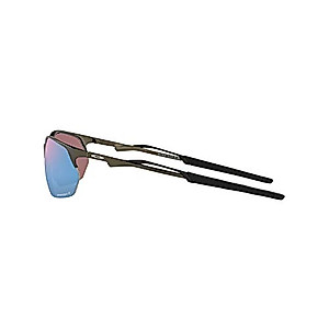 Oakley Men's OO4145 Wire Tap 2.0 Rectangular Sunglasses, Satin Lead/Prizm Deep Water Polarized, 60 mm