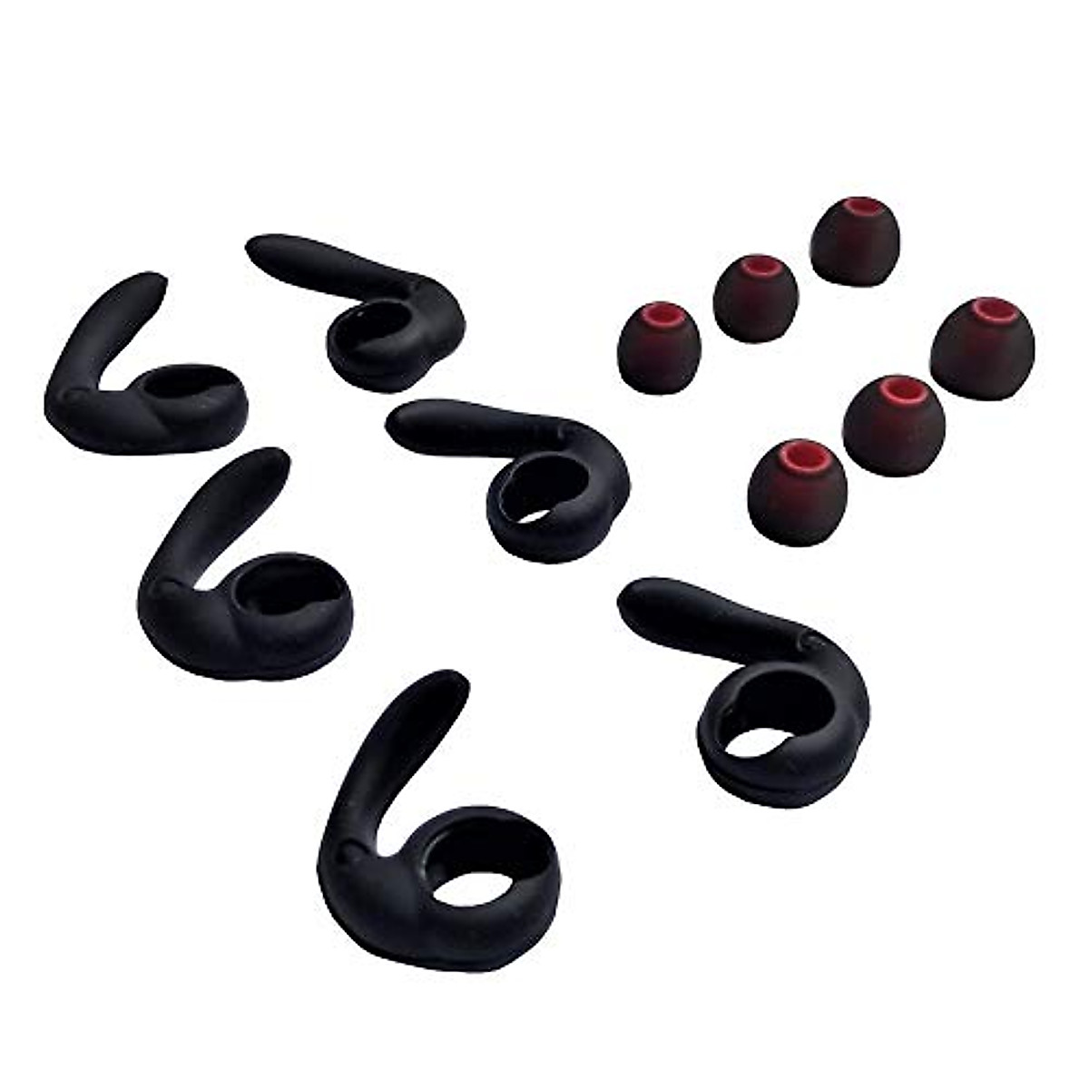 Replacement Earbuds Tips Budlock Earphone Soft Silicone Sport Grips Fins Wings Earhook Tips For in-Ear and Ear Canal Earbuds (3Black-LMS)