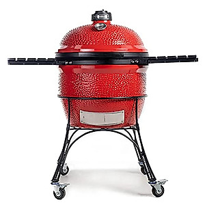 Kamado Joe BJ24RH Big Joe I 24-inch Charcoal Grill with Cart and Side Shelves, Blaze Red