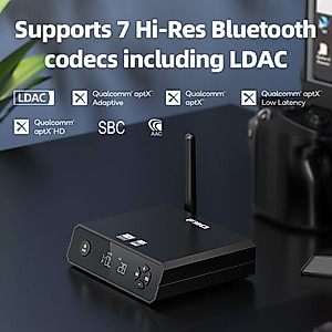 FiiO/JadeAudio BR13 HiFi Bluetooth Receiver with 5.1 LDAC/aptX Low Latency for Home Stereo/TV, USB DAC,High Fidelity 24 bit, RCA Optical Coaxial Output