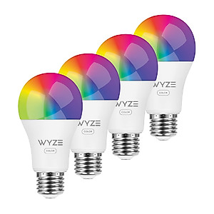 Wyze Bulb Color, 1100 Lumen WiFi RGB and Tunable White A19 Smart Bulb, Works with Alexa and Google Assistant, Four-Pack
