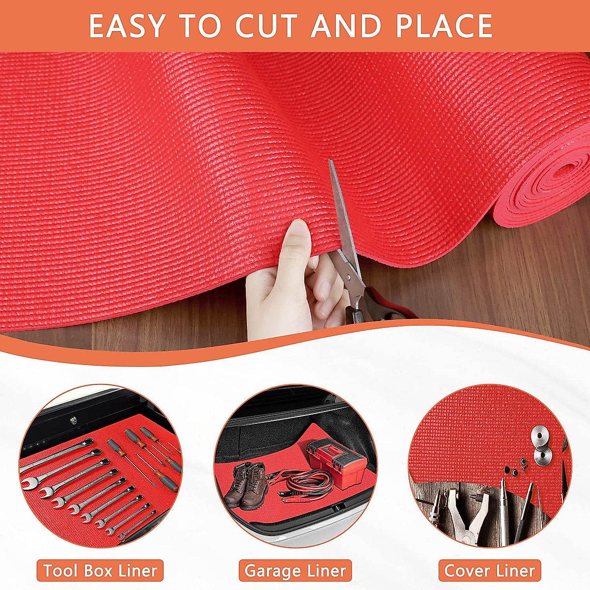 Foam Toolbox Liner Drawer Mat 1/8 Inch Thick X 16 Inch Wide X 16 Ft Long Red, No Slip for Protecting Cabinet, Garage, Cart, Tool Box