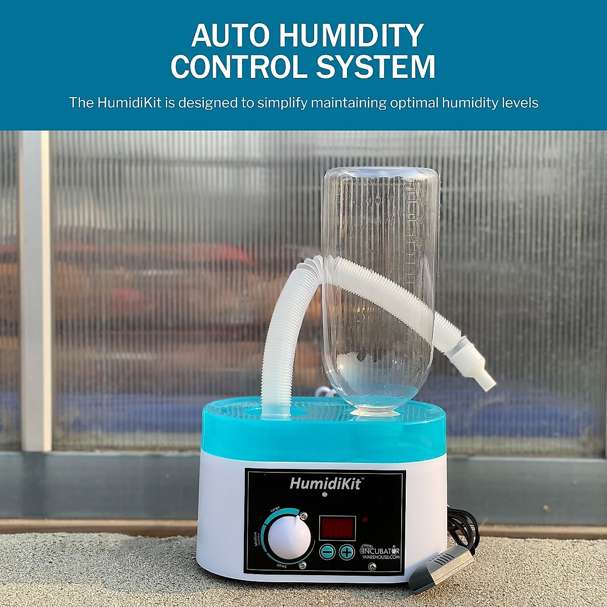 Incubator Warehouse HumidiKit™ with Digital Hygrostat - Auto Humidifier with 1L Water Bottle - Humidity Controller for All Types of Eggs - Automatic Humidity System Compatible with Most Incubators