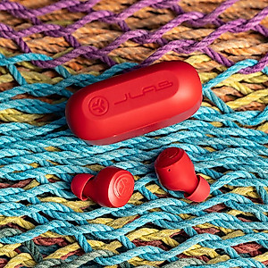 JLab Go Air Pop True Wireless Bluetooth Earbuds & Charging Case, Rose Red, Dual Connect, IPX4 Sweat Resistance, Bluetooth 5 Connection, 3 EQ Sound Settings Signature, Balanced, Bass Boost