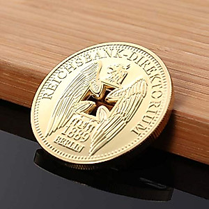 Amosfun German Imperial Bank Gold-Plated Commemorative Coins Germany Cross Eagle Challenges Coin Collectibles